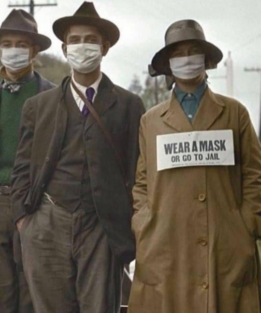 Masking up during the 1918 flu - 9GAG
