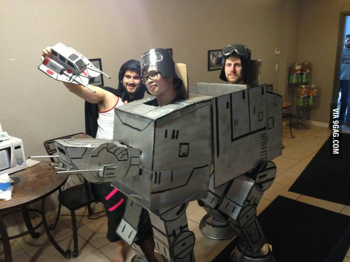We had some cardboard around, so we decided to build an ATAT - 9GAG
