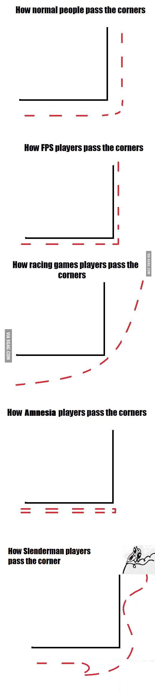 Passing the corner, slender man mode - 9GAG