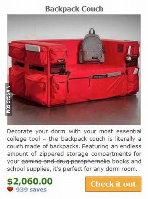 Backpack Couch - 9GAG