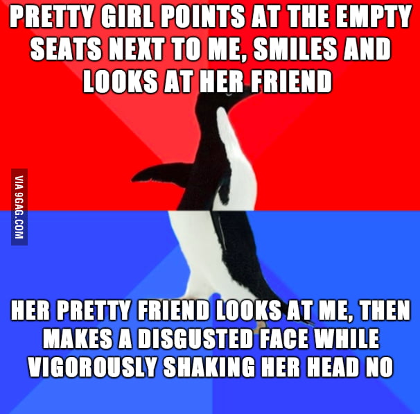 I'm sitting on a packed train with the last two empty seats next to me. - 9GAG