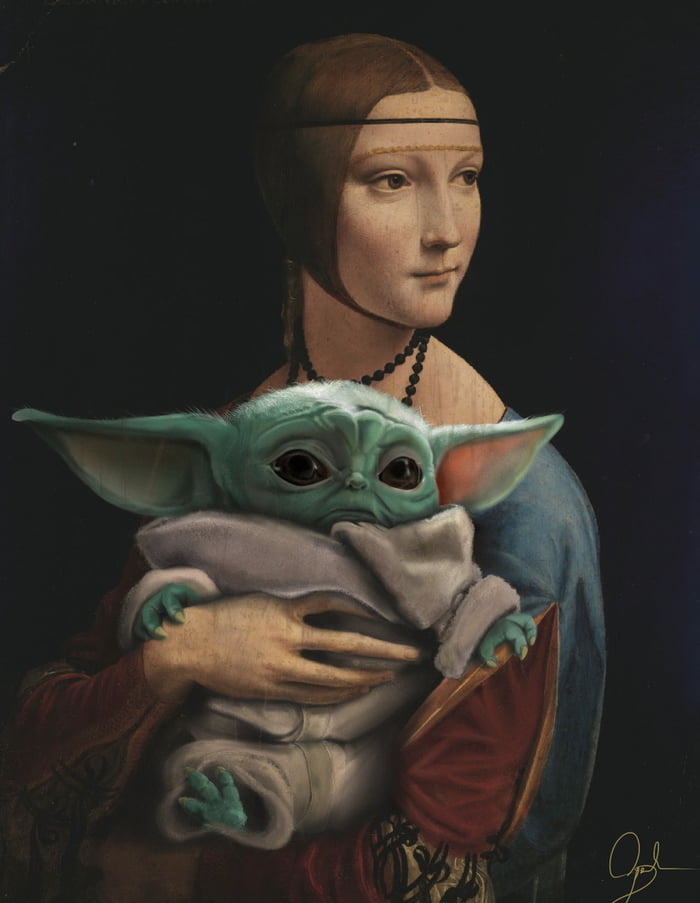 Lady with a Baby Yoda - 9GAG