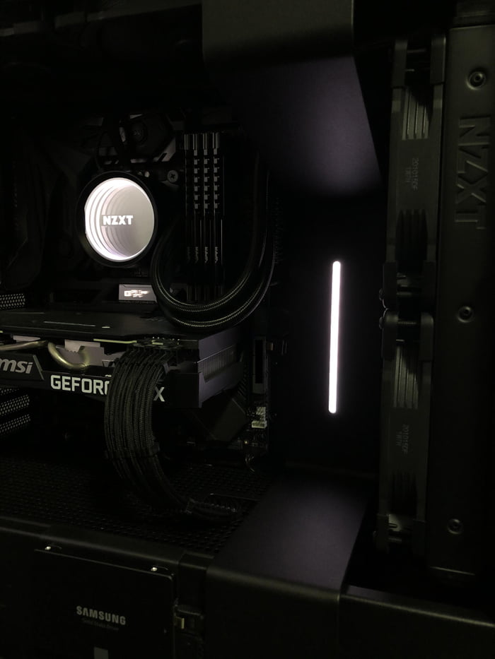 NZXT H710 with an RGB strip behind their cable management bar - 9GAG