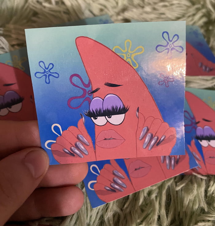 Made some sassy patrick w acrylic nail stickers - 9GAG
