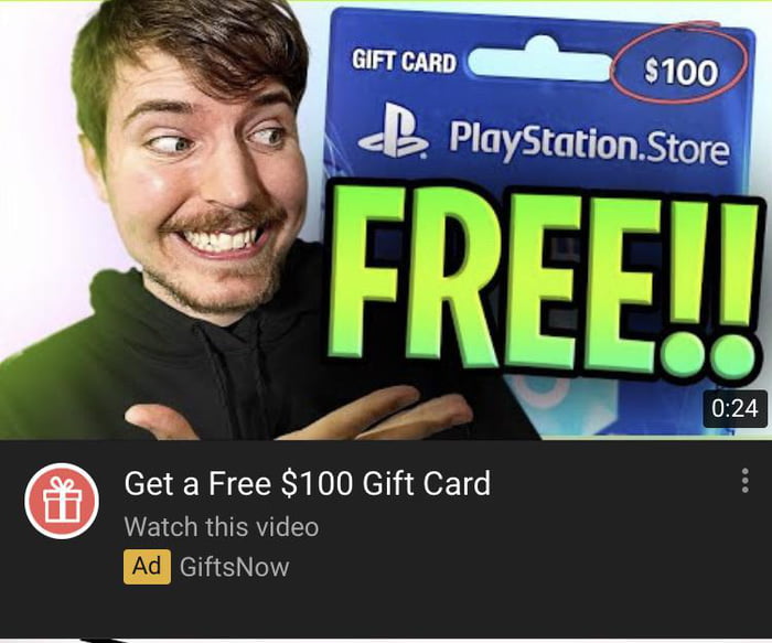 Fake gift card give away thing using MrBeast for the clicks - 9GAG