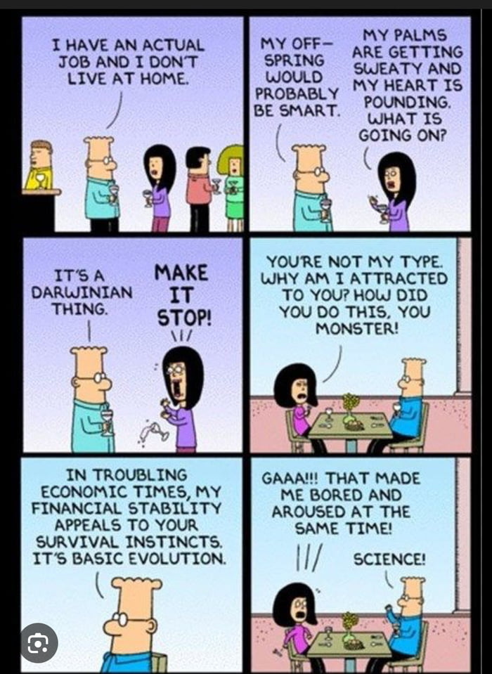 As a silly millennial, Dilbert always gives good closed mouth exhale ...