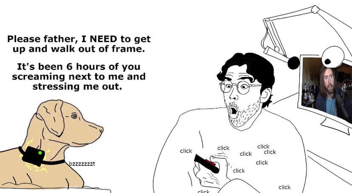 Twitch streamer Hamas Piker caught shocking his dog - 9GAG