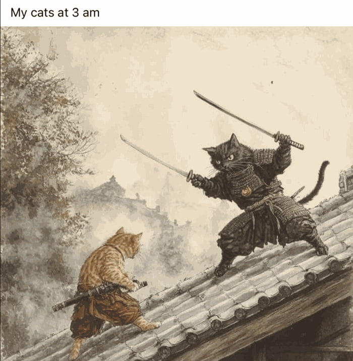 Cats at 3 am :) - 9GAG