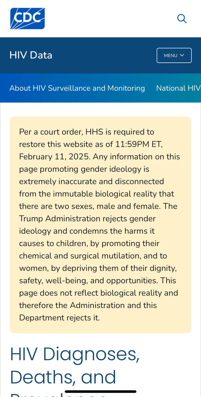 What you see when you click on the HIV Data link on the CDC’s website. - 9GAG