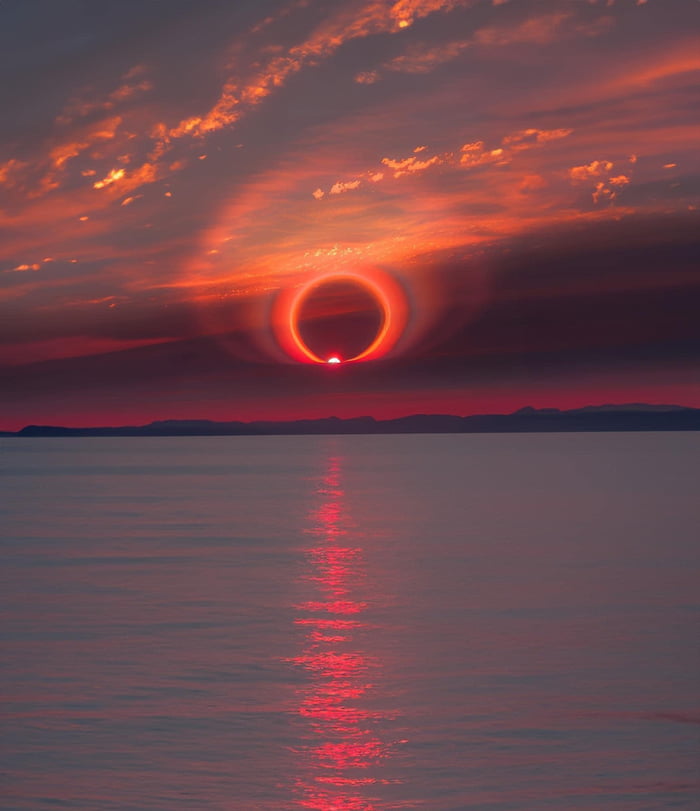 Extremely rare solar halo captured during sunrise - 9GAG