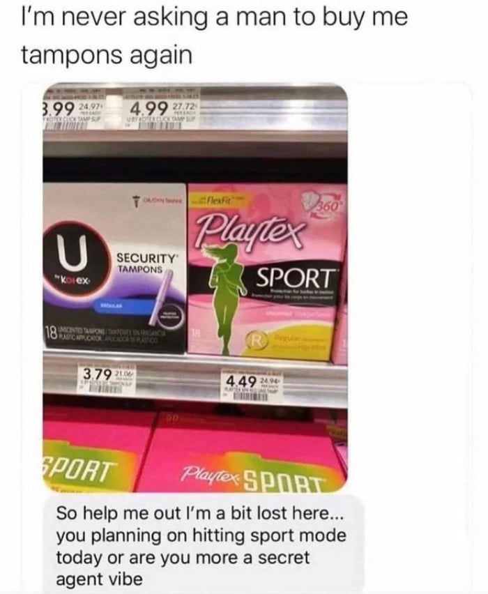 Men buying tampons is always a struggle - 9GAG