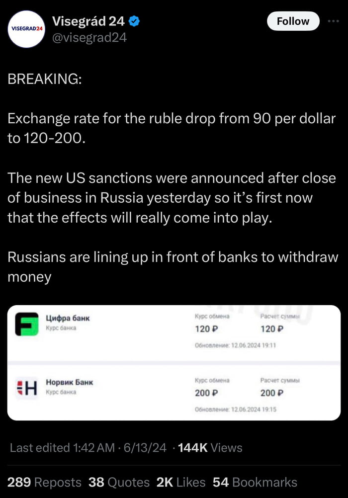Russian Economy Collapses under Sanctions. Break up of Russia is imminent. - 9GAG