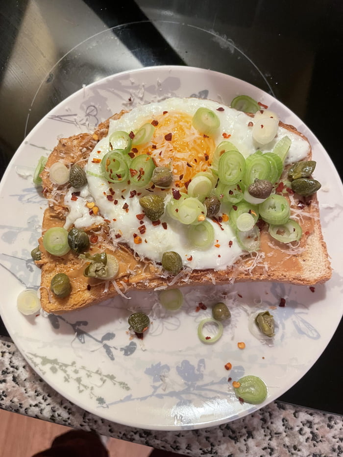 Egg on peanut butter toast - 9GAG