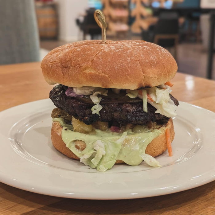 Angus Beef Burger with Gouda Cheese, Bacon and Pineapple Jam, Beer ...