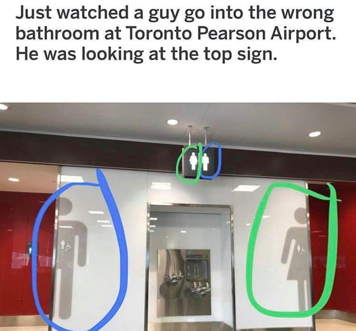 He walked into the wrong bathroom... How embarrassing! - 9GAG