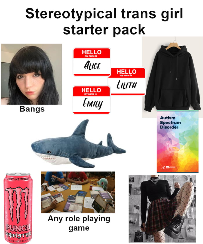 Stereotypical trans girl starter pack - 9GAG