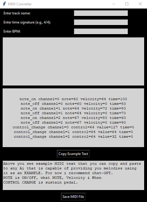 I made python thingy that converts text to midi file that can be used in making music with your ...