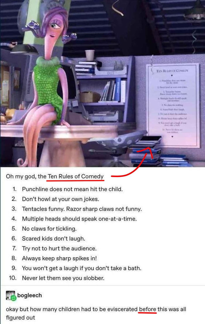 Monster Inc's Ten Rules of Comedy - 9GAG