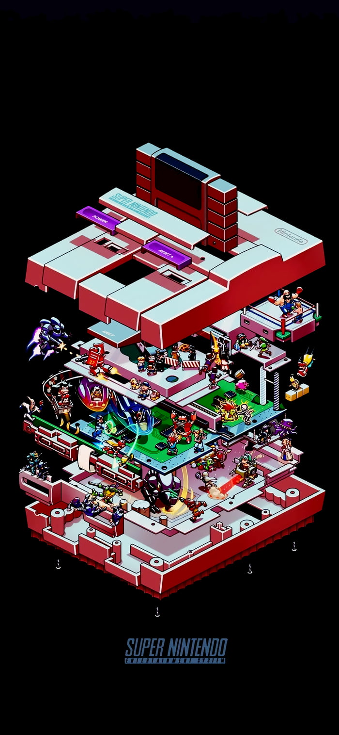 Super Nintendo (SNES) Exploded View (2904x6284) - 9GAG