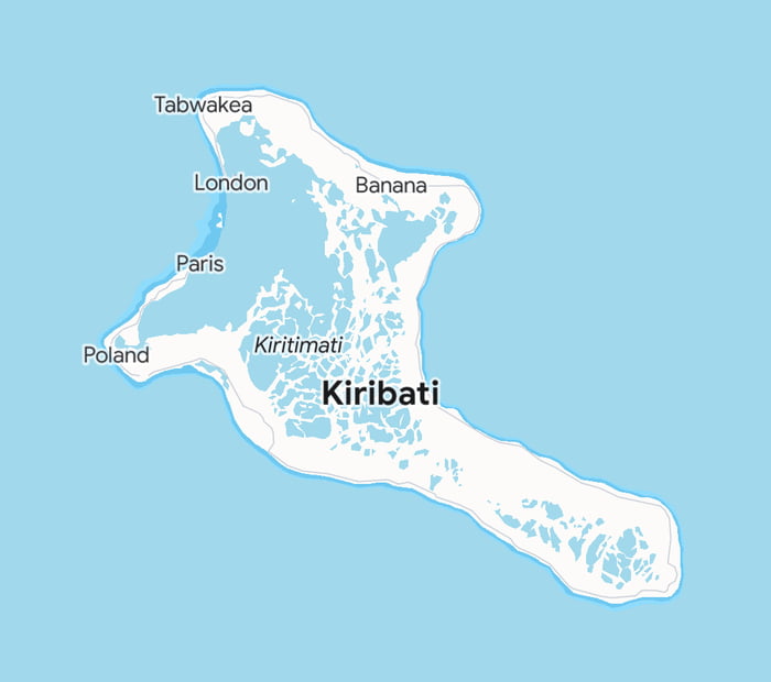 The small Island of Kiribati with all the important places (Banana for ...