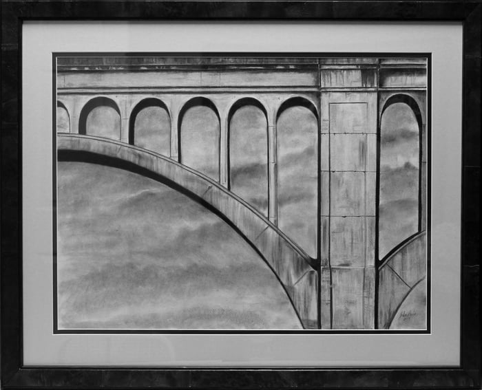Charcoal drawing of the James River Bridge in Richmond, VA - 9GAG