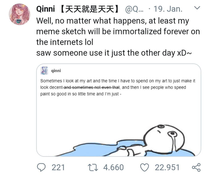 Qinni, the artist that gave us the crying meme, just died of cancer ...