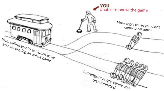 The gamers' trolley problem. Especially while playing MOBAs - 9GAG