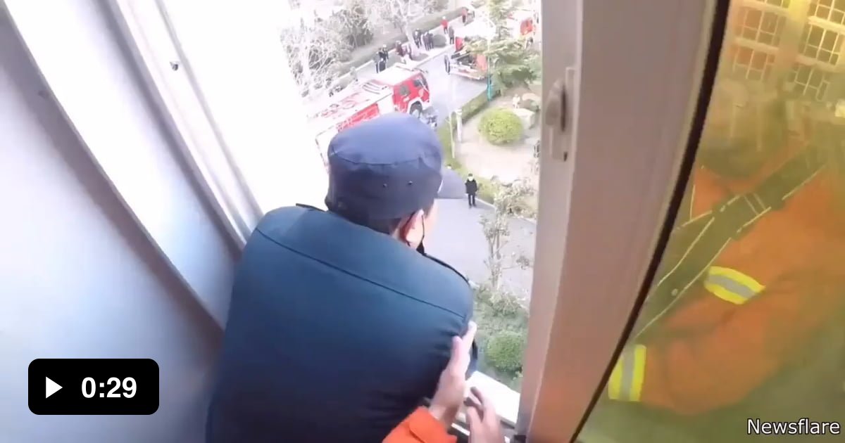 Firefighter saves man from a clutch falling out of a window - 9GAG