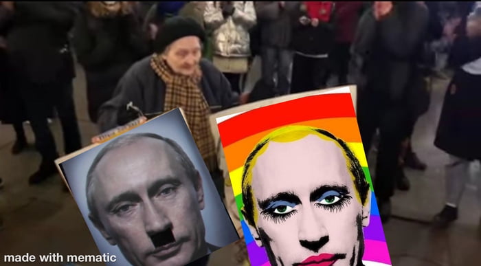 A Russian babushka dealing memes amid Protests, 2022 - 9GAG
