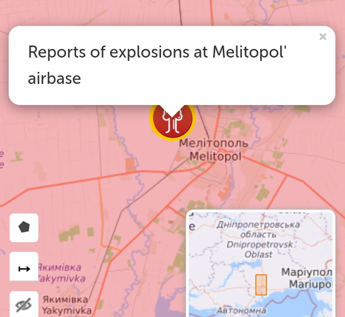 Explosions at Melitopol (held by the Russians since the start of what ...