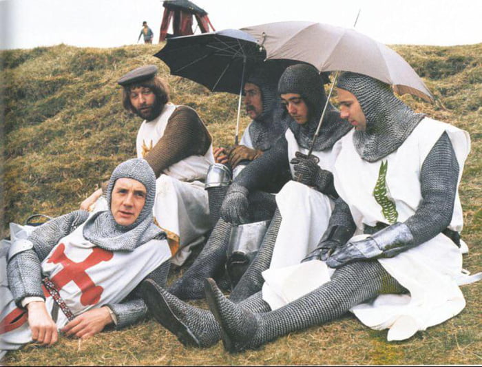 Waiting on set during Monty Python and the Holy Grail - 9GAG