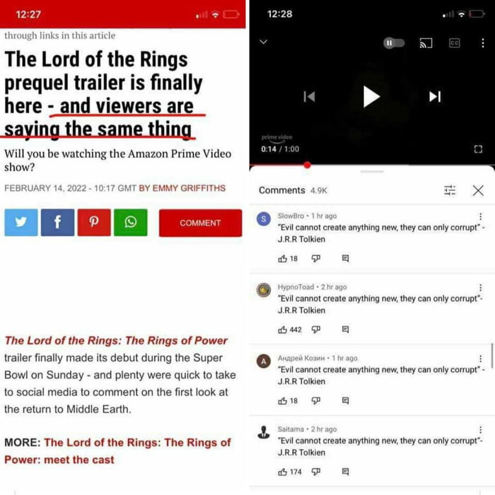 “Evil cannot create anything new, they can only corrupt.” -J.R.R ...