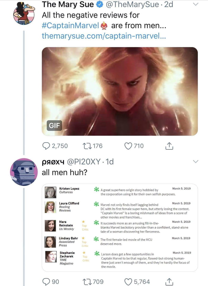 90% of the positive reviews refer to her for being a woman - 9GAG