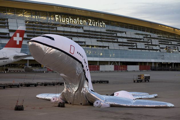 And here we see a Swiss baby airplane watching its mother take off from ...