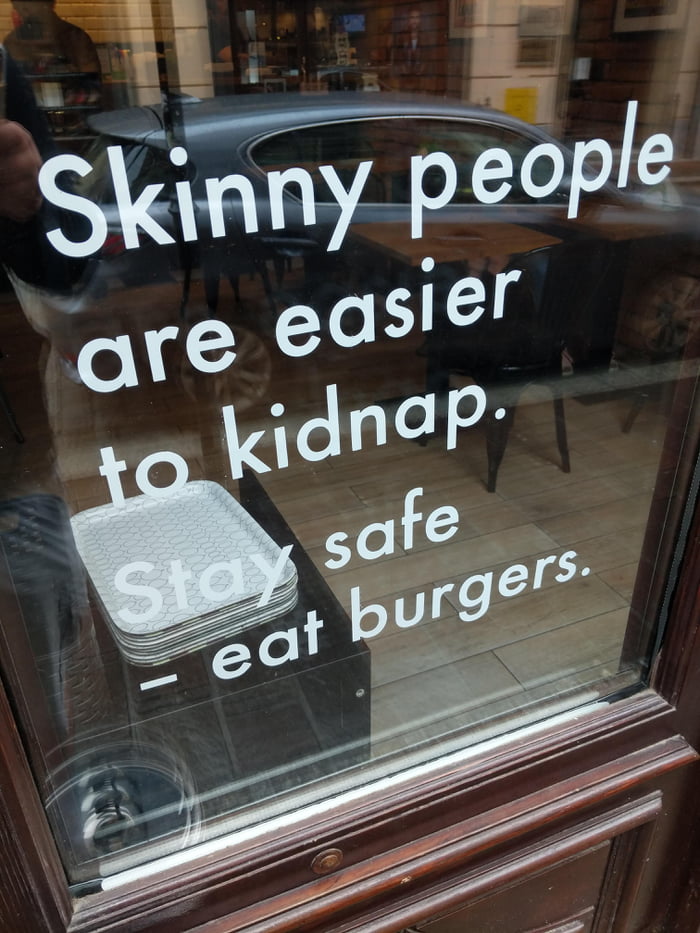 Sign on a window of a burger joint in Krakow, Poland - 9GAG