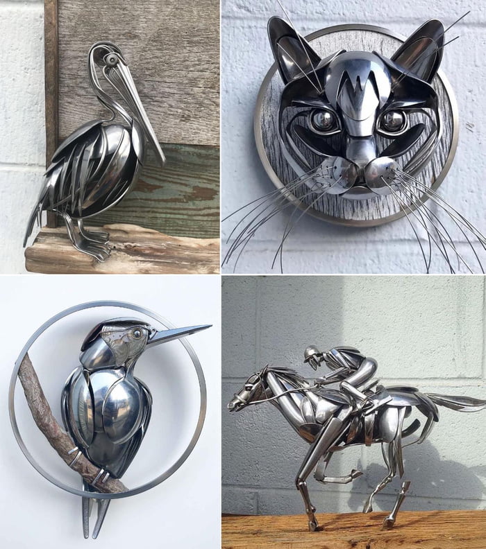 Sculptures made from cutlery, by artist Matt Wilson - 9GAG