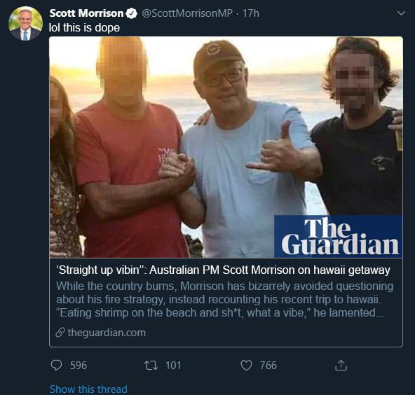 Scott Morrison on recent hawaii trip - Nov 2019 - 9GAG