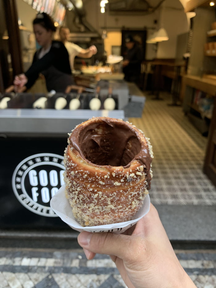 Chimney Bread - a prague specialty. This one is with nuts on the ...