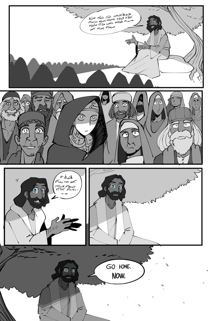 This comic: "A man travels back in time to listen to a sermon by Jesus" - 9GAG