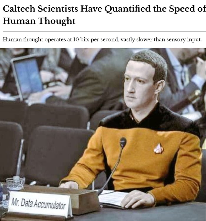 While Zukerberg's processor can handle TBs data per second. - 9GAG