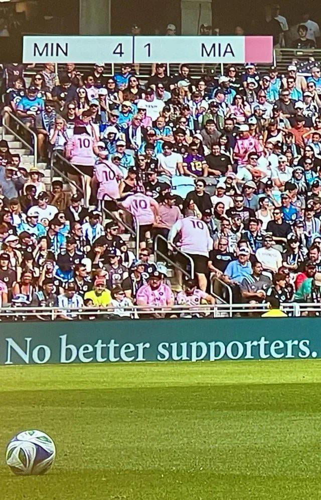 With their team trailing 4-1, Inter Miami fans wearing Messi jerseys ...