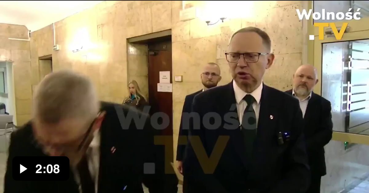 Far-right Polish MP Grzegorz Braun ripping down the European Union flag ...