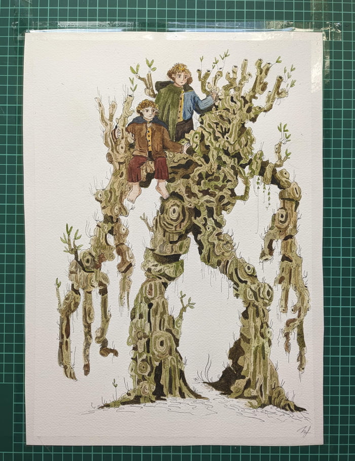 Treebeard, the oldest of the ents, and some random hobbits - 9GAG