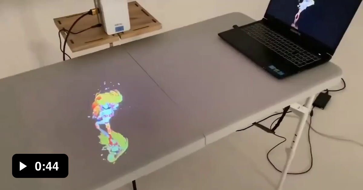 Portalgraph showcasing new 3D Hologram projector. Projecting VR into ...