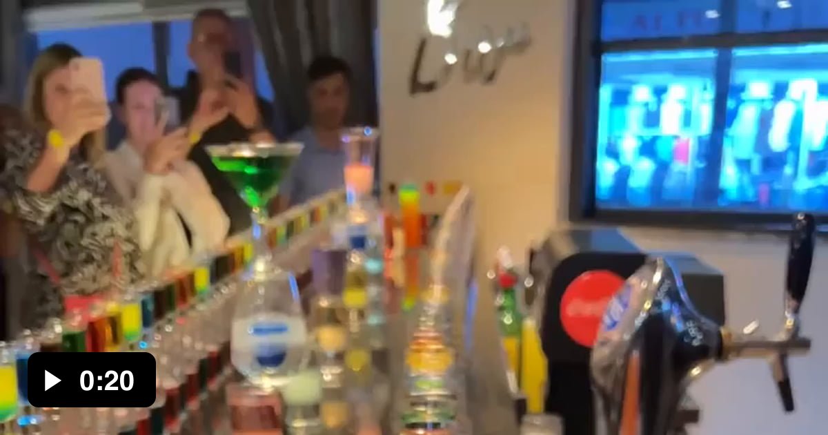 Rows of Colourful drinks expertly mixed - 9GAG