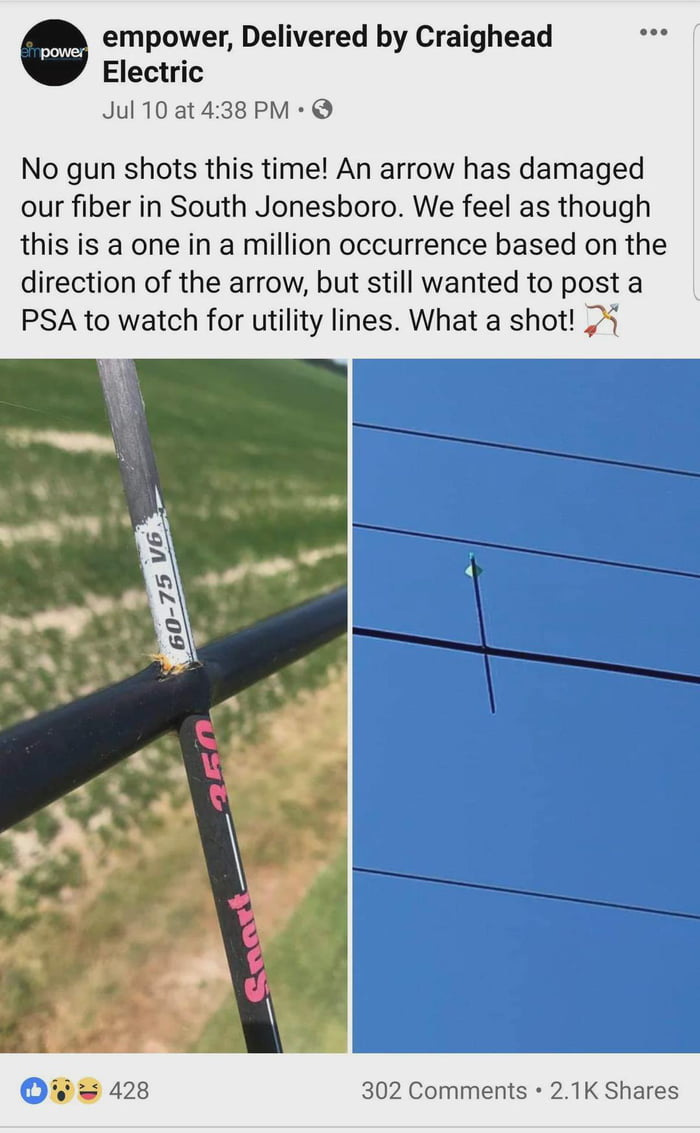 Arrow in a power cable - 9GAG