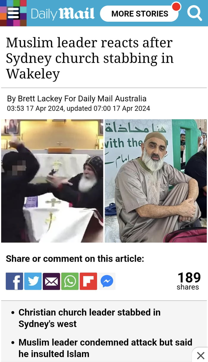Australian Muslim leader 'justifies' muslim kid stabbing Bishop because ...