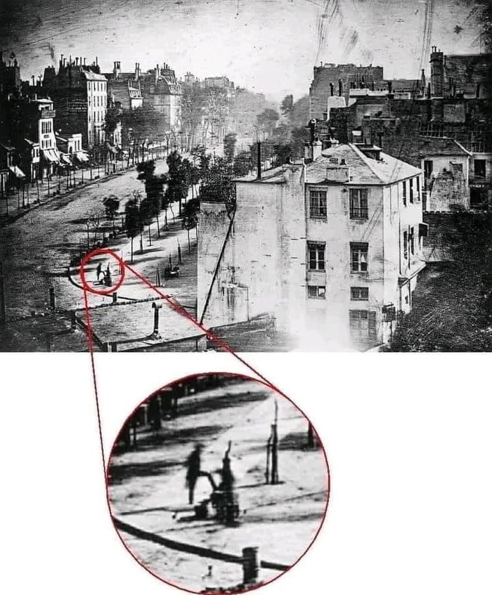 The first ever photograph of a person, taken in 1838 in Paris. Look to ...
