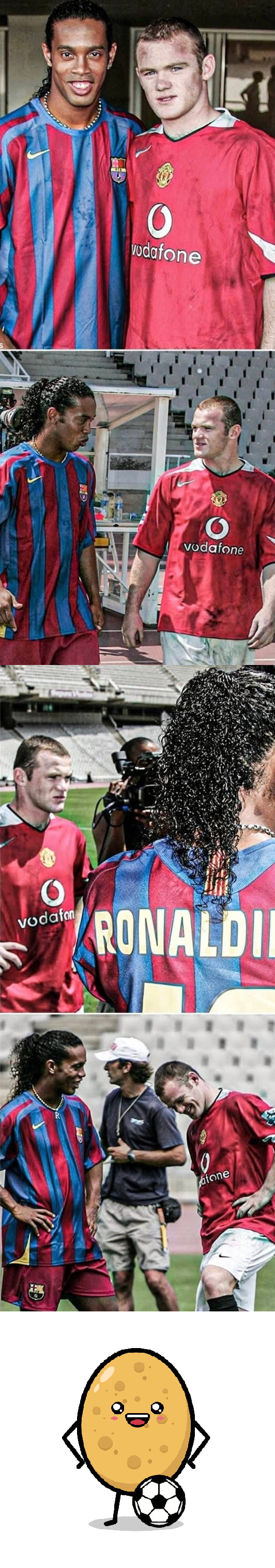 Ronaldinho and Wayne Rooney shooting the cover for FIFA 06 - 9GAG