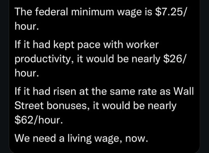 The federal minimum is supposed to be a living wage.. - 9GAG